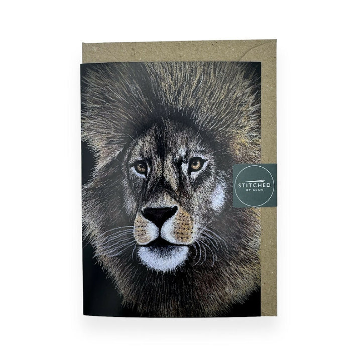Embroidered Lion Recycled Greetings Card – Craft & Flea